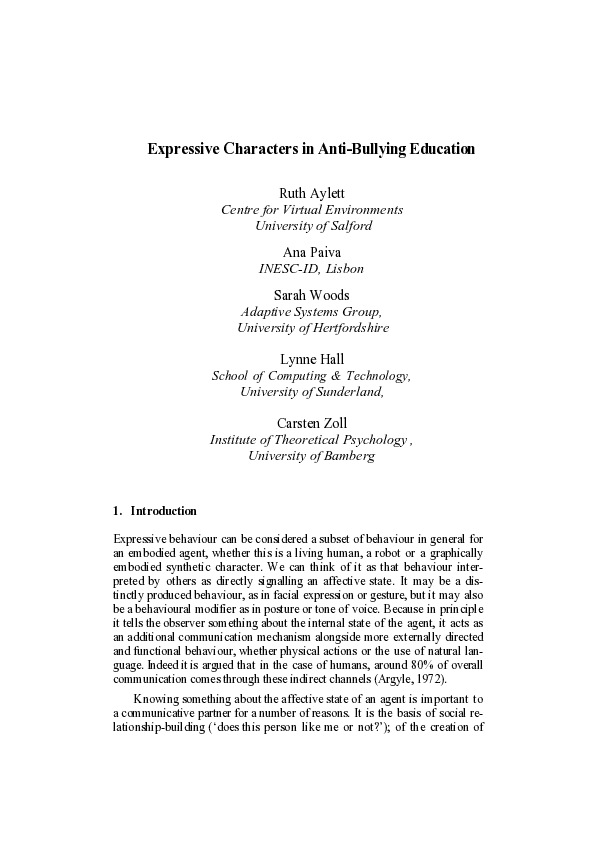 (PDF) 10. Expressive characters in anti-bullying education