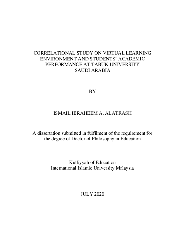 (PDF) Correlational study on virtual learning environment and students ...