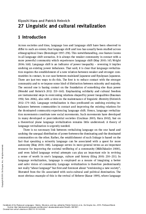 (PDF) Linguistic and cultural revitalization