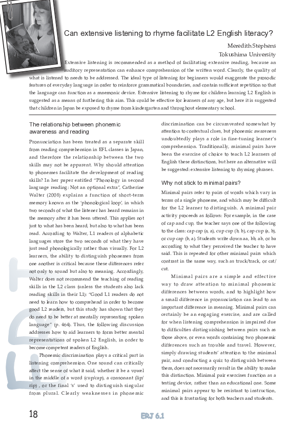 (PDF) Can extensive listening to rhyme facilitate L2 English literacy?