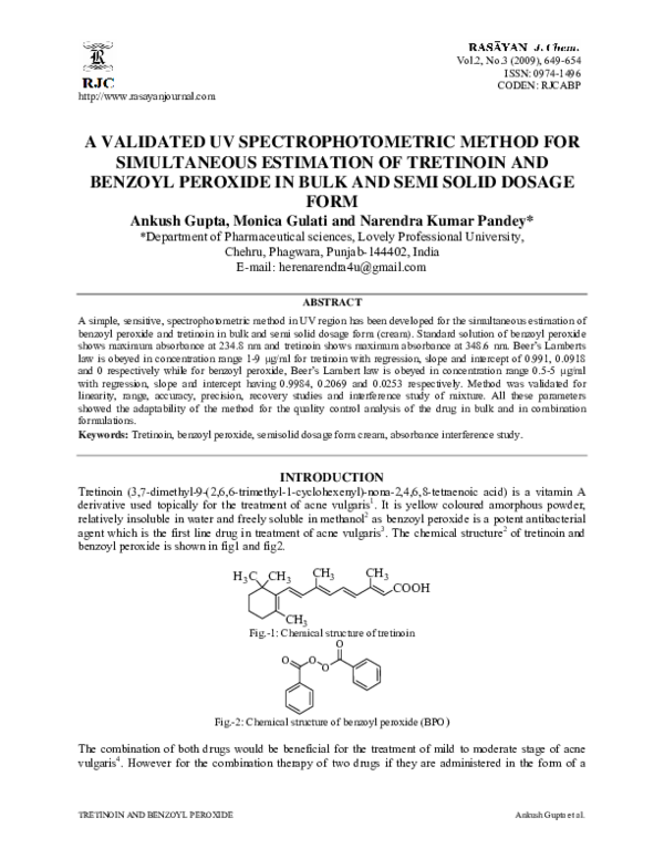 (PDF) A Validated Uv Spectrophotometric Method for Simultaneous ...