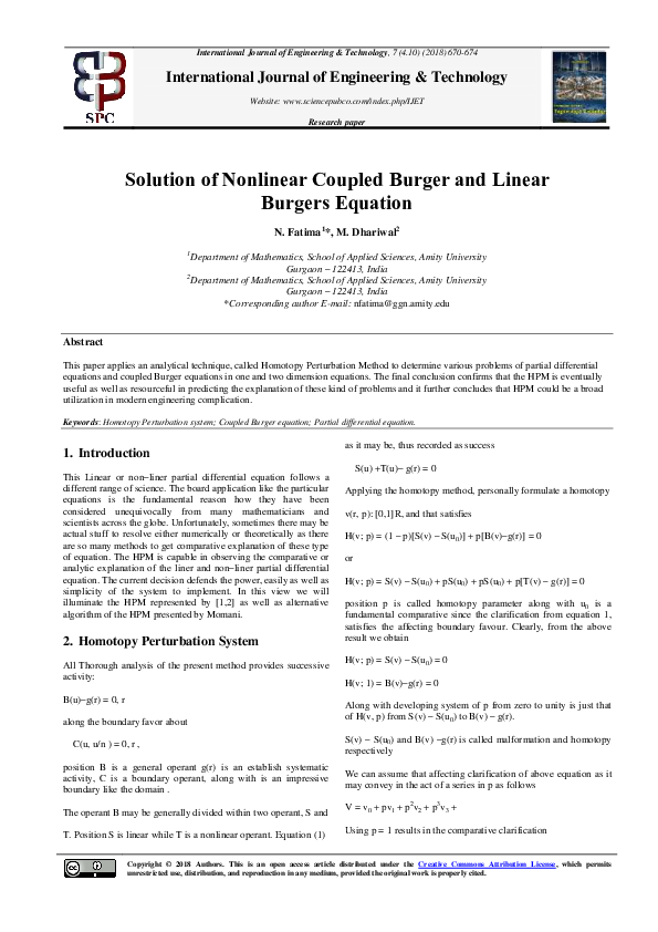 (PDF) Solution of Nonlinear Coupled Burger and Linear Burgers Equation