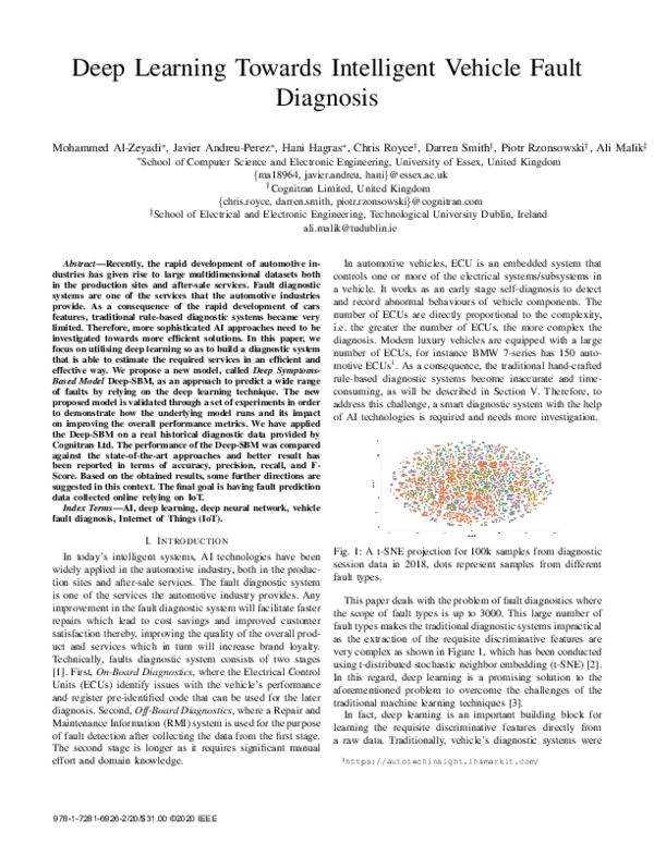 Pdf Deep Learning Towards Intelligent Vehicle Fault Diagnosis