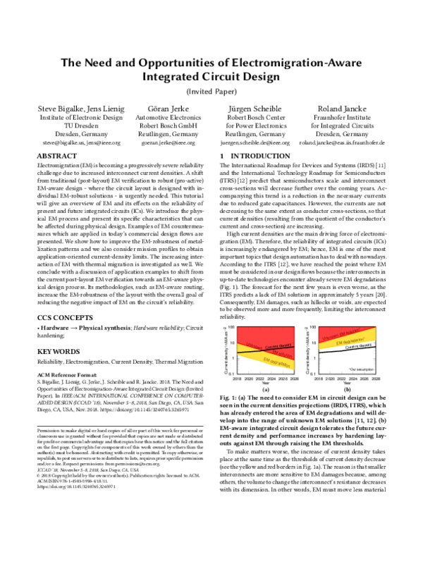 (PDF) The need and opportunities of electromigration-aware integrated circuit design | Roland ...