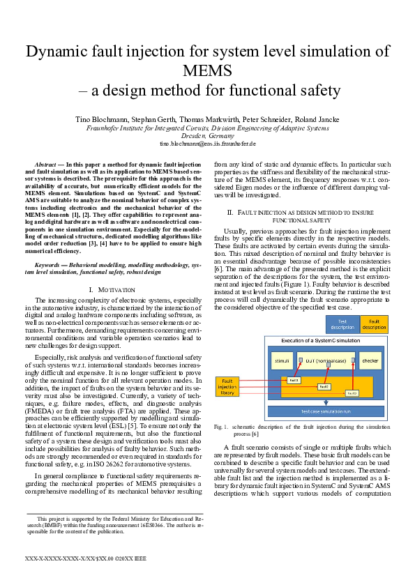 (PDF) Dynamic fault injection for system level simulation of MEMS - A design method for ...