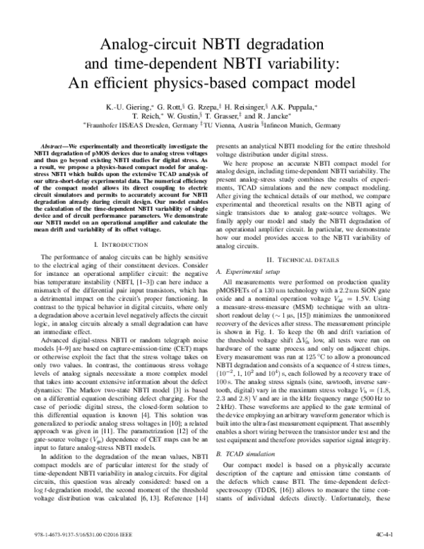 (PDF) Analog-circuit NBTI degradation and time-dependent NBTI variability: An efficient physics ...