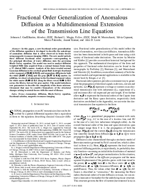 Pdf Fractional Order Generalization Of Anomalous Diffusion As A Multidimensional Extension Of