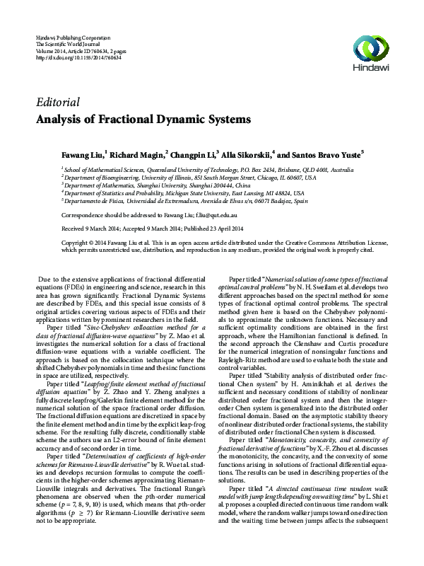 Pdf Analysis Of Fractional Dynamic Systems