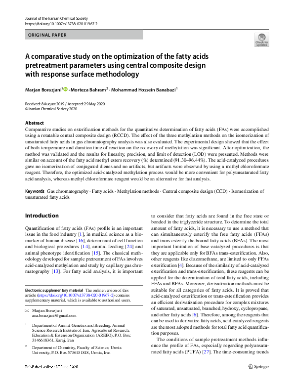 (PDF) A comparative study on the optimization of the fatty acids pretreatment parameters using ...