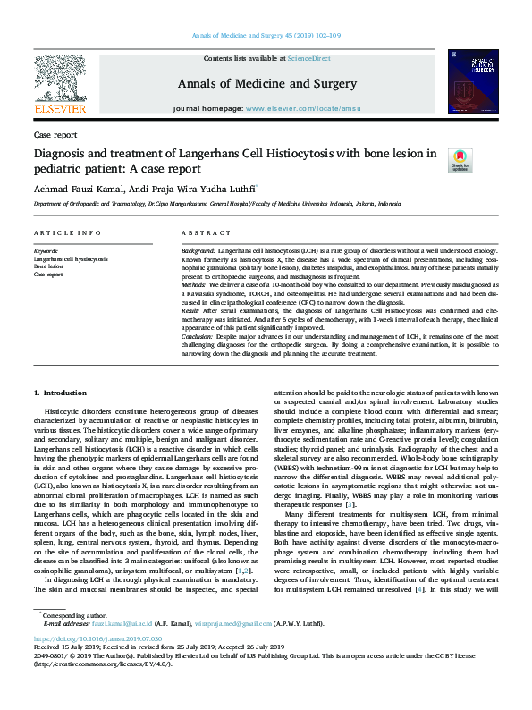 (PDF) Diagnosis and treatment of Langerhans Cell Histiocytosis with ...