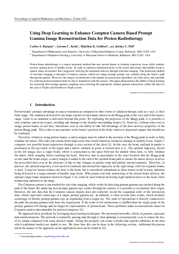(PDF) Using Deep Learning to Enhance Compton Camera Based Prompt Gamma Image Reconstruction Data ...
