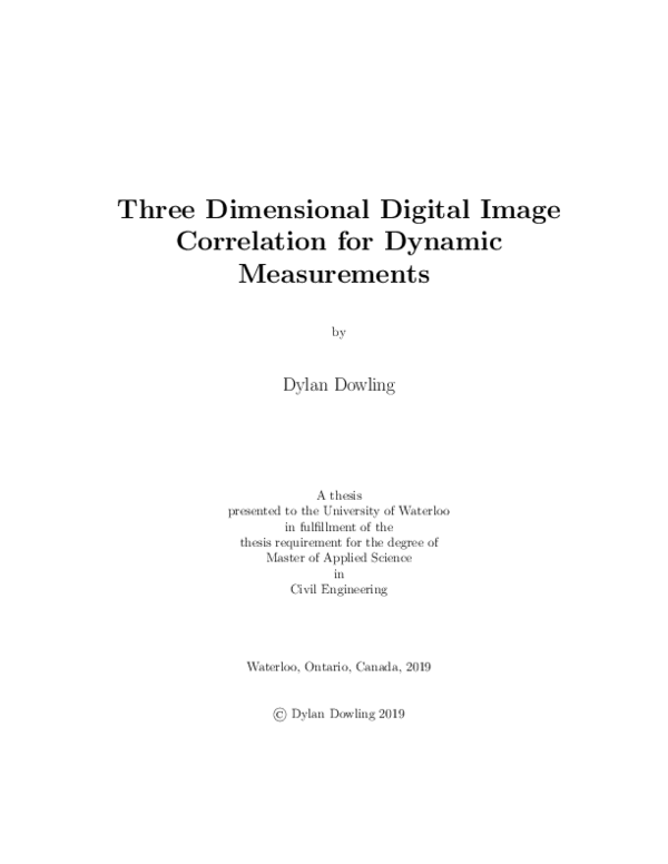 (PDF) Three Dimensional Digital Image Correlation for Dynamic Measurements