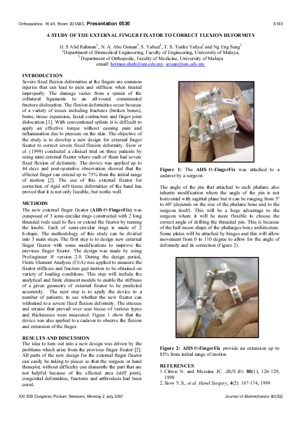 (PDF) A Study of the External Finger Fixator to Correct Flexion Deformity