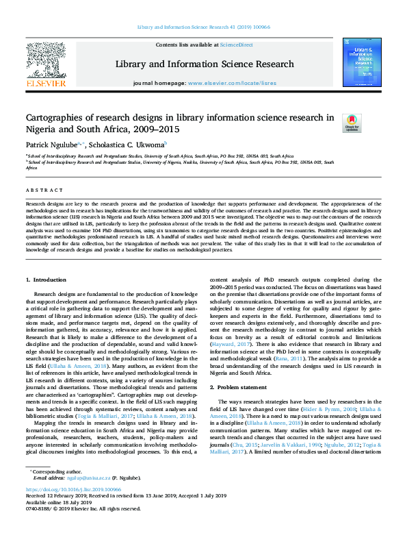 (PDF) Cartographies of research designs in library information science ...