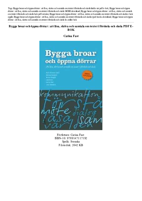 (PDF) Bygga broar och öppna dörrar : att läsa, skriva och samtala om ...