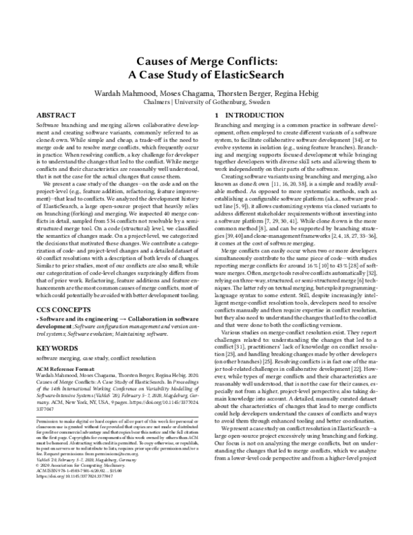 (PDF) Causes of merge conflicts