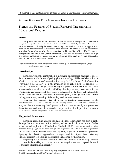 (PDF) Trends and Features of Student Research Integration in ...