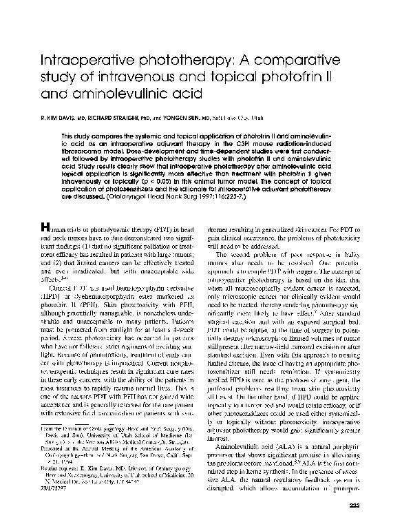 (PDF) Intraoperative phototherapy: A comparative study of intravenous ...