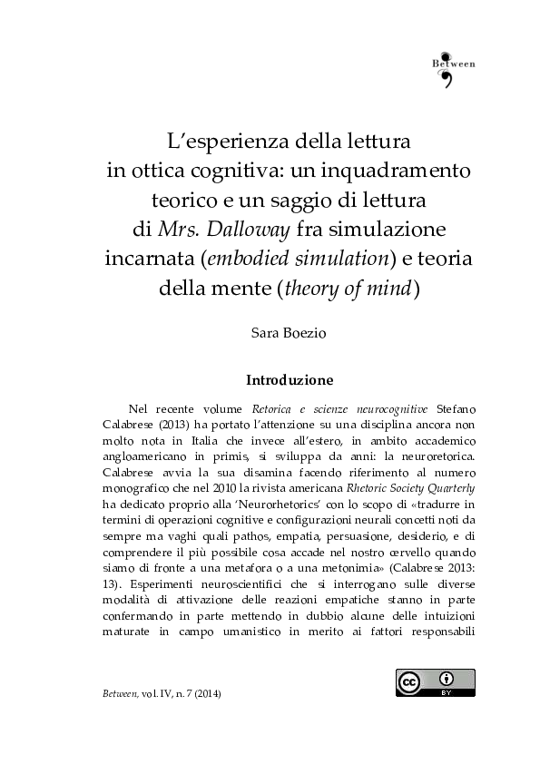(PDF) L'esperienza della lettura in ottica cognitiva: un inquadramento ...