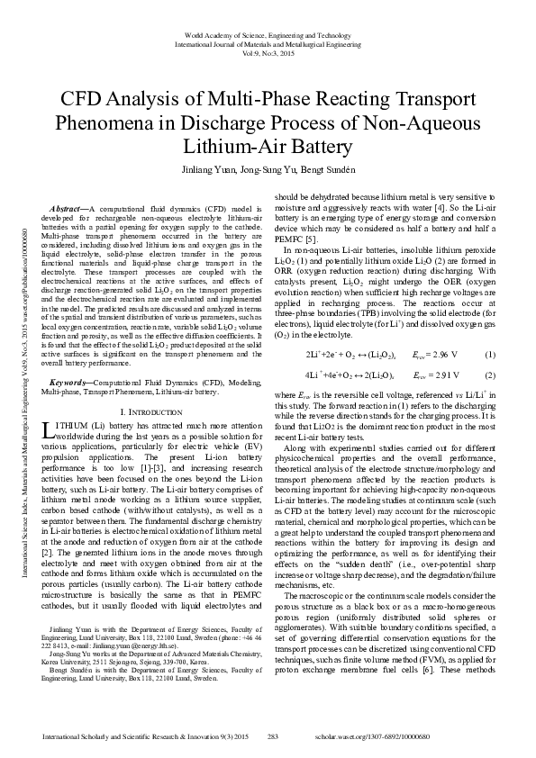 (PDF) Cfd Analysis Of Multi-Phase Reacting Transport Phenomena In Discharge Process Of Non ...