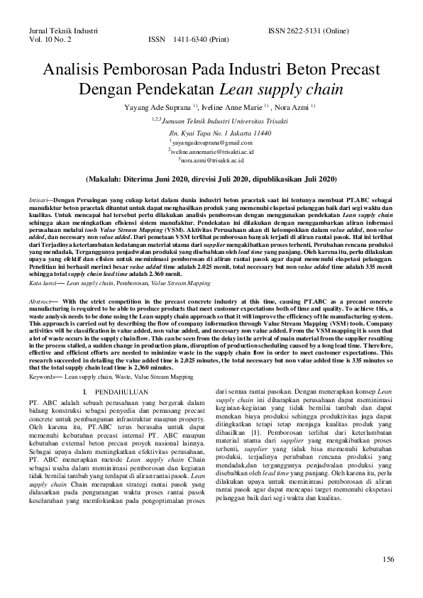 (PDF) Analisis Pemborosan Pada Industri Beton Precast Dengan Pendekatan ...