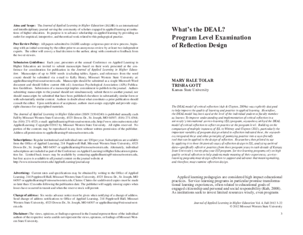 (PDF) What's the DEAL? Program Level Examination of Reflection Design