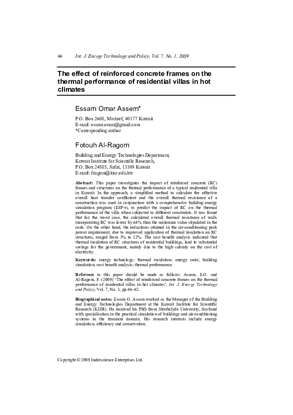 Pdf The Effect Of Reinforced Concrete Frames On The Thermal
