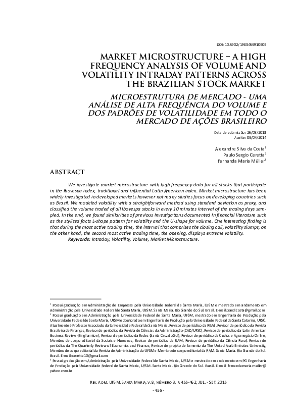 (PDF) Market microstructure – a high frequency analysis of volume and ...