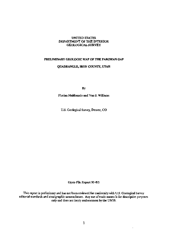(PDF) Preliminary geologic map of the Parowan Gap Quadrangle, Iron ...