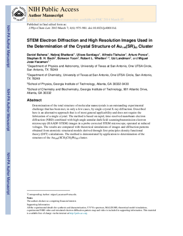 (PDF) STEM Electron Diffraction and High-Resolution Images Used in the Determination of the ...