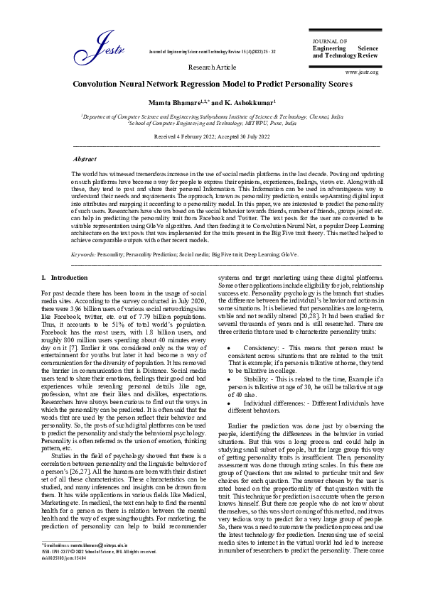 Pdf Convolution Neural Network Regression Model To Predict