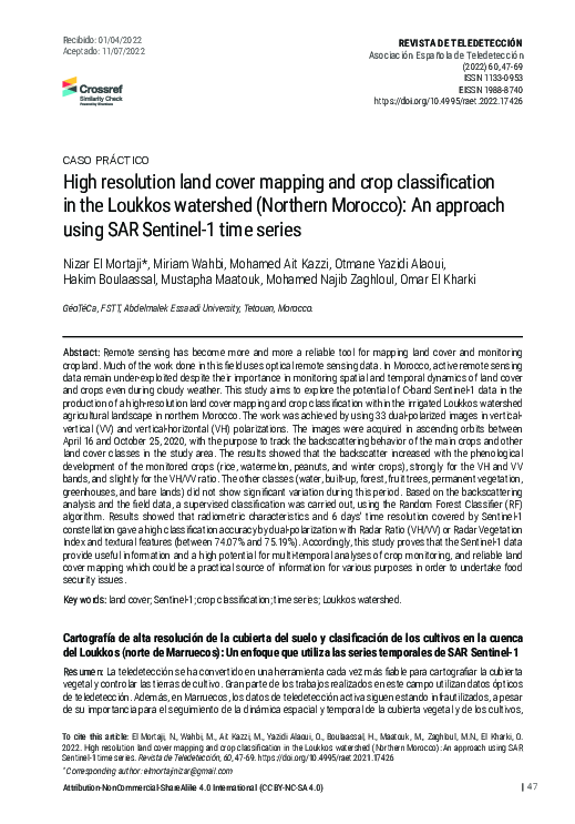 (PDF) High Resolution Land Cover Mapping and Crop Classification in the ...