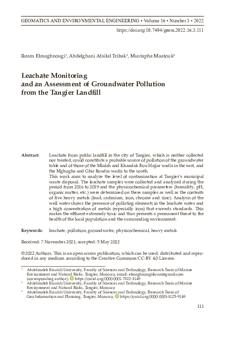 (PDF) Leachate Monitoring and an Assessment of Groundwater Pollution ...