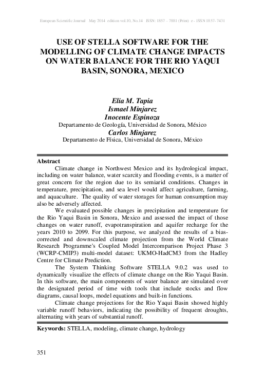 (PDF) Use of Stella Software for the Modelling of Climate Change ...