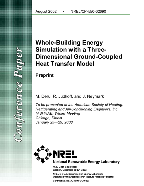 (PDF) Whole-Building Energy Simulation with a Three-Dimensional Ground ...