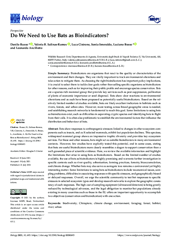 (PDF) Do We Need to Use Bats as Bioindicators? | Danilo Russo ...