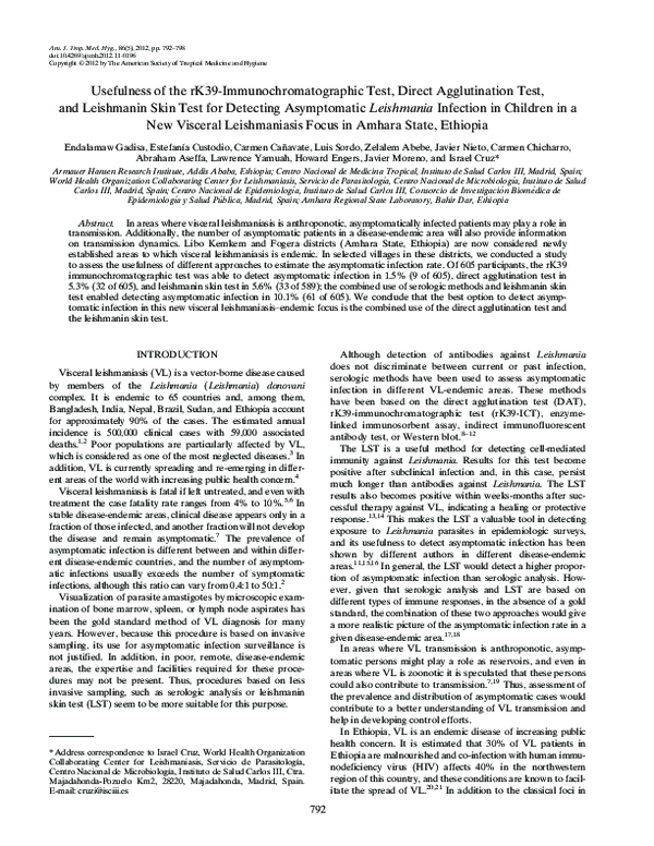 (PDF) Usefulness of the rK39-Immunochromatographic Test, Direct ...