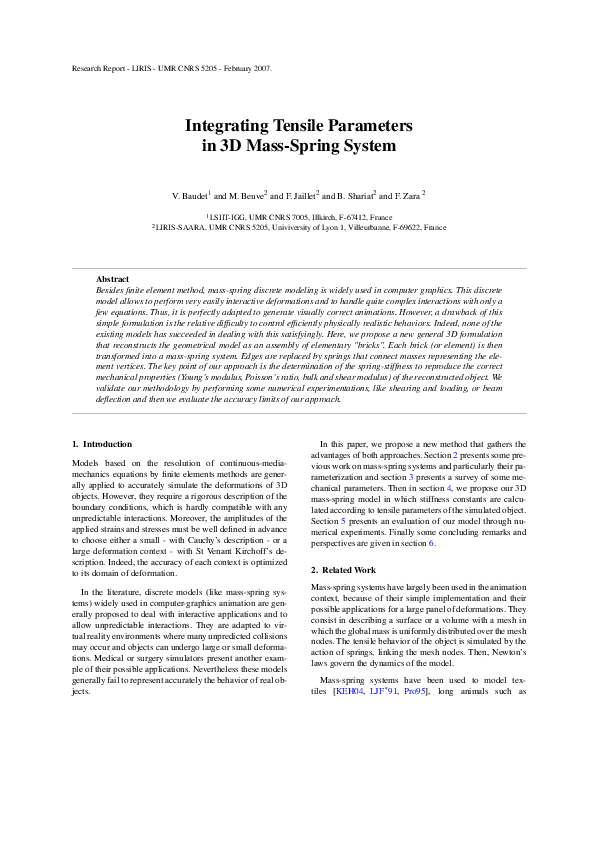(PDF) Integrating tensile parameters in 3D mass-spring system