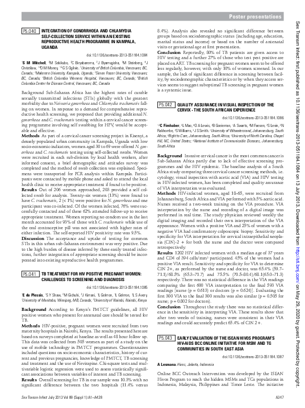 (PDF) P5.040 Integration of Gonorrhoea and Chlamydia Self-Collection ...