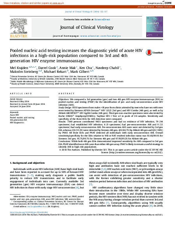 (PDF) Pooled nucleic acid testing increases the diagnostic yield of ...