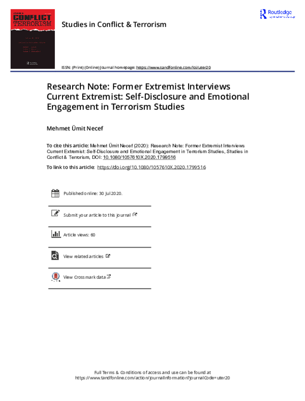 (PDF) Research Note: Former Extremist Interviews Current Extremist ...