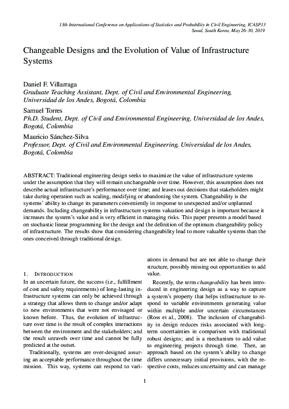 (PDF) Changeable Designs and the Evolution of Value of Infrastructure ...