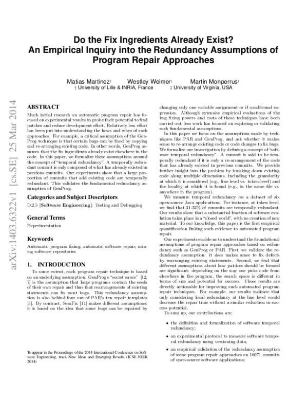 (PDF) Do the fix ingredients already exist? an empirical inquiry into the redundancy assumptions ...