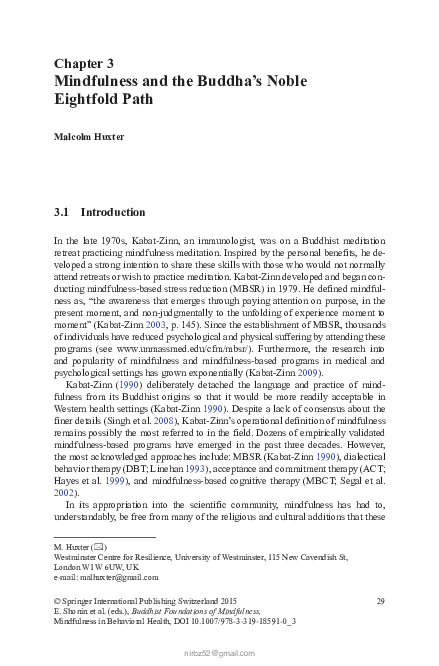 (PDF) Mindfulness and the Buddha’s Noble Eightfold Path