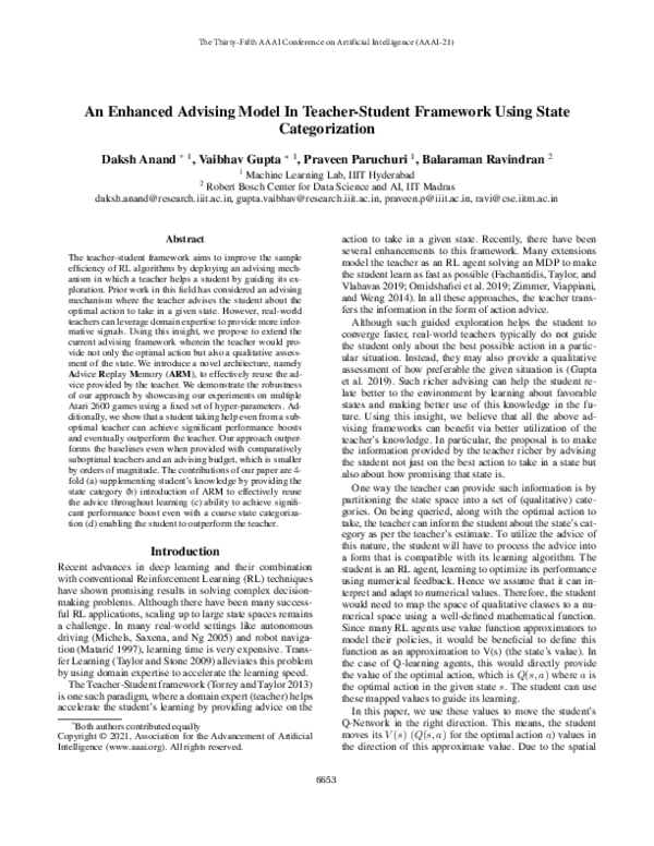 (PDF) An Enhanced Advising Model in Teacher-Student Framework using ...