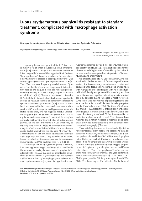 (PDF) Lupus erythematosus panniculitis resistant to standard treatment ...