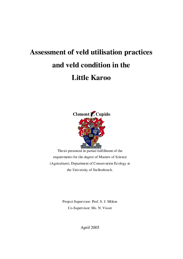 (PDF) Assessment of veld utilisation practices and veld condition in ...