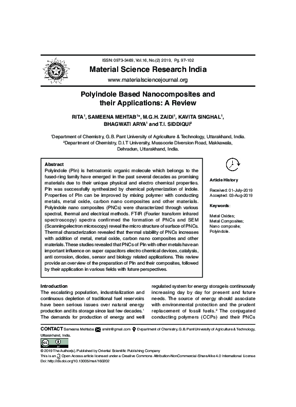 (PDF) Polyindole Based Nanocomposites and Their Applications: A Review