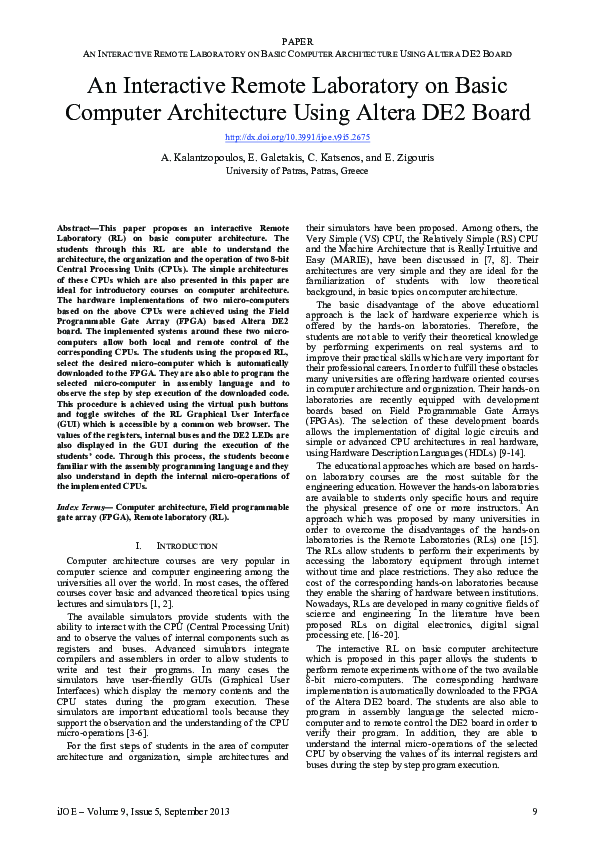 (PDF) An Interactive Remote Laboratory on Basic Computer Architecture ...