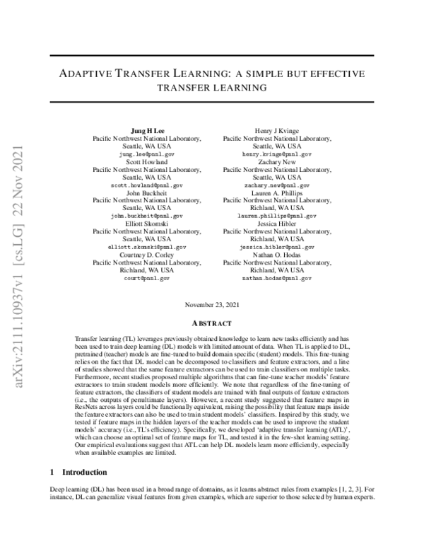 (PDF) Adaptive Transfer Learning: a simple but effective transfer learning